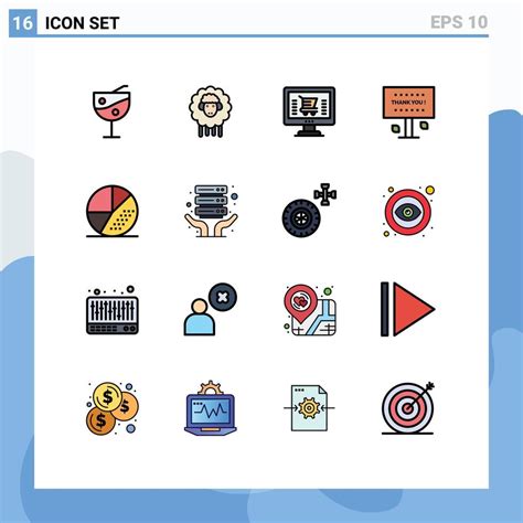 Set Of 16 Modern Ui Icons Symbols Signs For Media Thanks Computer Thank