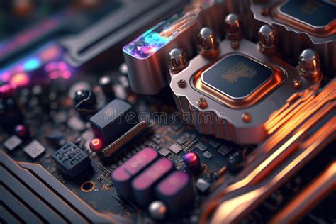 Ai Generated Illustration Of A Cpu Motherboard Central Computer Processor Stock Illustration