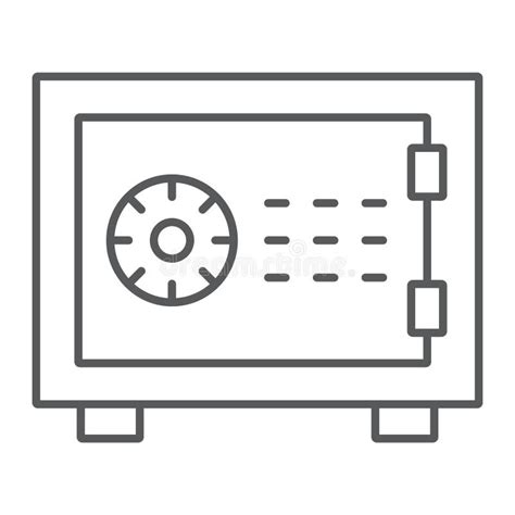 Safe Thin Line Icon Bank Money Savings Metallic Box Symbol Outline Style Pictogram On White