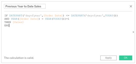 Calculating Year To Date Versus Previous Year To Date In Tableau — Onenumber