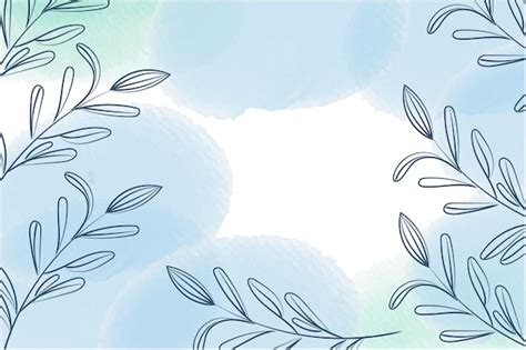 Синий фон с листьями и местом для текста Премиум векторы