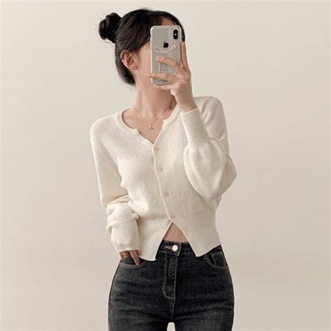 고퀄리티허리잘록~ 핏보장♥ 프롬 캐시 브이넥 크롭 니트 가디건 10color 에이블리