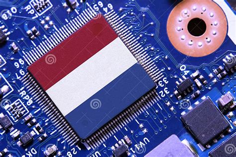 Flag Of Netherlands On A Processor Cpu Central Processing Unit Or Gpu