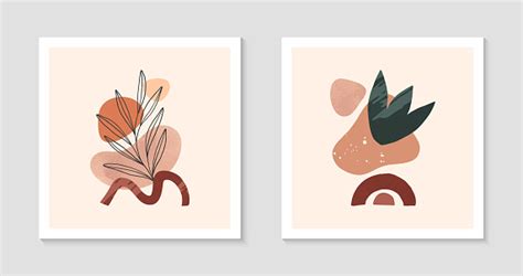 유기적인 다양한 모양과 단풍 라인 아트와 현대 추상 벡터 일러스트의 세트 0명에 대한 스톡 벡터 아트 및 기타 이미지 0명 갈색 개념 Istock