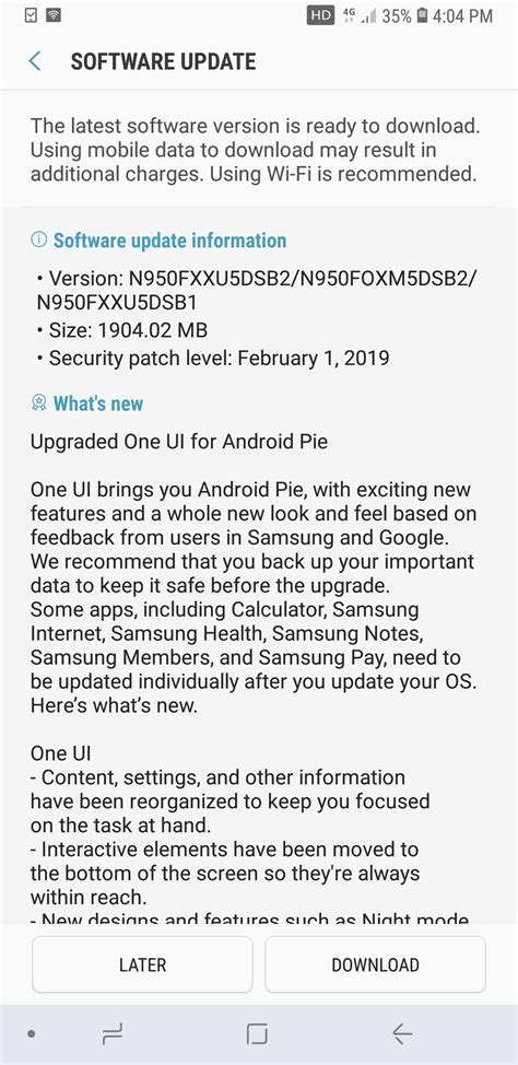 Just Receive Android Pie One UI In Cambodia R GalaxyNote