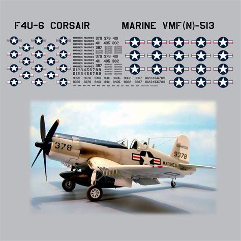Decals F4u Corsair Vmf N 513 Blue Falcon Hobbies