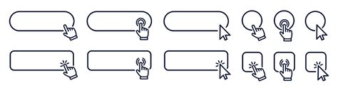 Click Cursor Set Button With Hand Pointer Clicking Click Here Web Button Sign Isolated Website