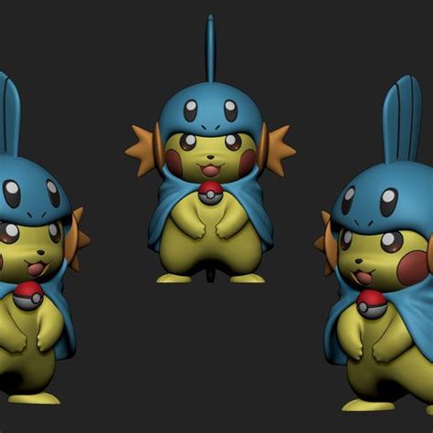 🐉 Pokemon Pikachu Torchic Mudkip・free Stl File For ・cults