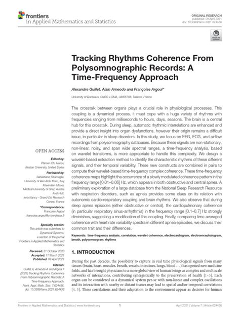 Tracking Rhythms Coherence From Polysomnographic Records A Time