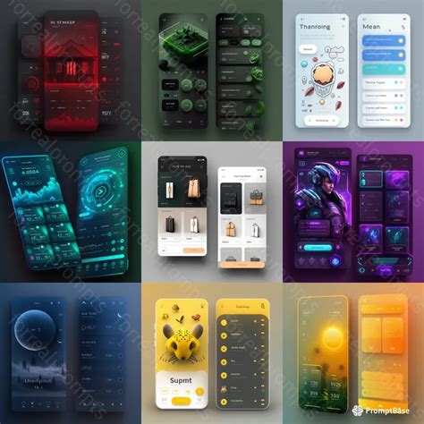 Futuristic App Ui Ux Design Mockups Midjourney Prompt Promptbase