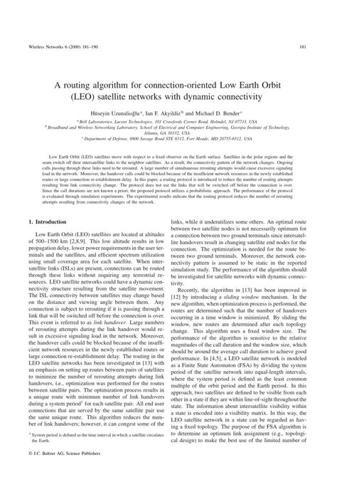 Pdf A Routing Algorithm For Connection‐oriented Low Earth Orbit Leo