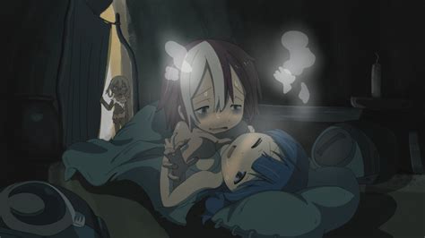 1999 Artist Irumyuui Pakkoyan Vueko Made In Abyss Highres 3girls Bags Under Eyes Blue