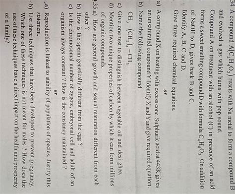 34 A Compound A C2 H4 O2 Reacts With Na Metal To Form A Compound B And