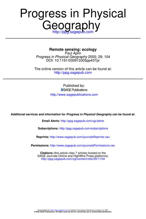 Pdf Remote Sensing Ecology