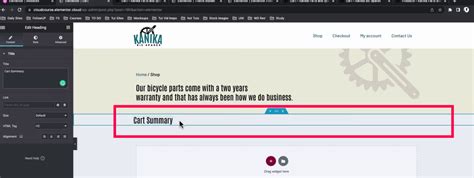 How To Create A Cart Page Using Elementor