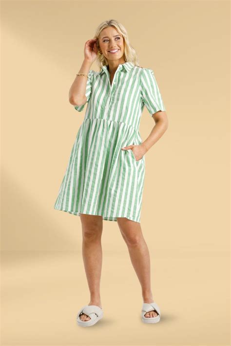 Homelee Cleo Mini Dress Apple Stripes Home Lee Boxhill
