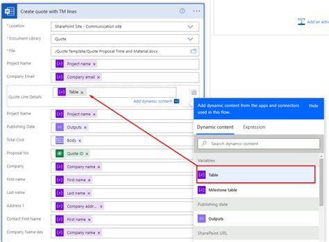 Dynamically Populating Tables In Word Document Using Power Automate
