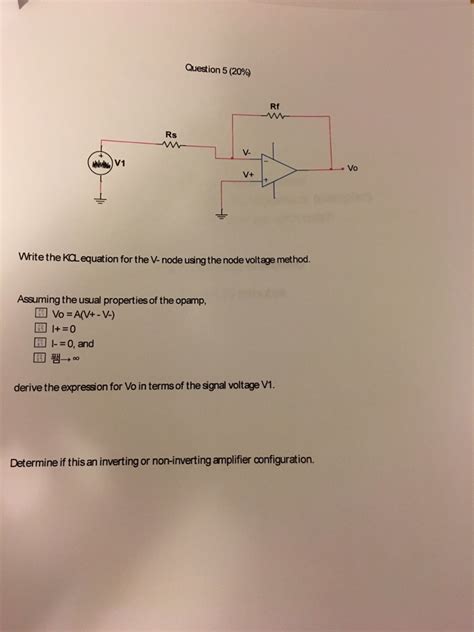Solved Write The KCL Equation For The V Node Using The Node Chegg