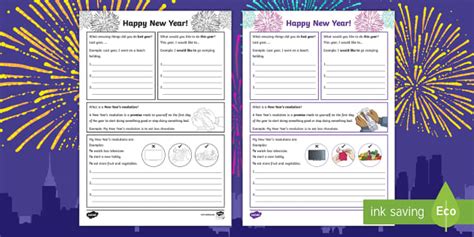 Teflesl New Years Resolutions Esl Writing Worksheet Worksheets Library