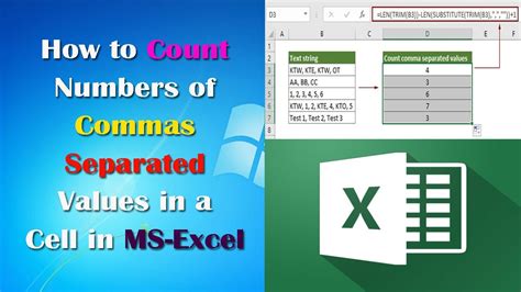 How to Count Numbers of Commas Separated Values in a Cell in MS-Excel ...