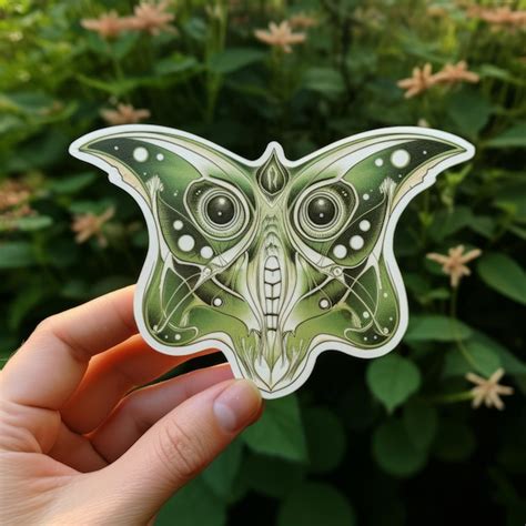 Premium Ai Image Luna Moth With Eyes Simple Drawing Sticker