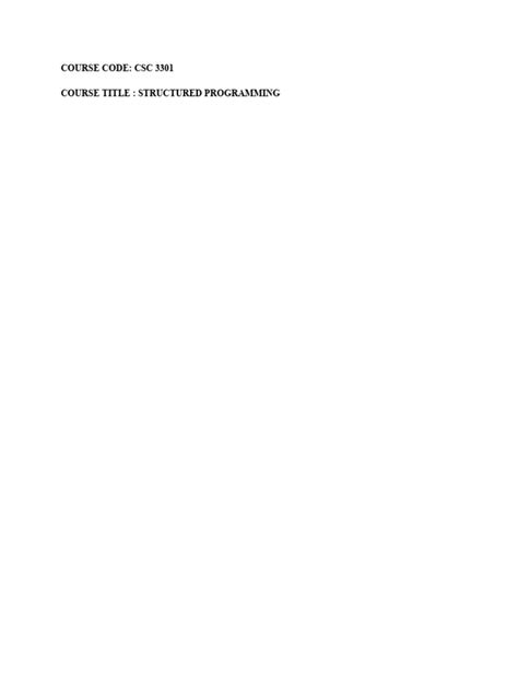 Structured Programming Pdf