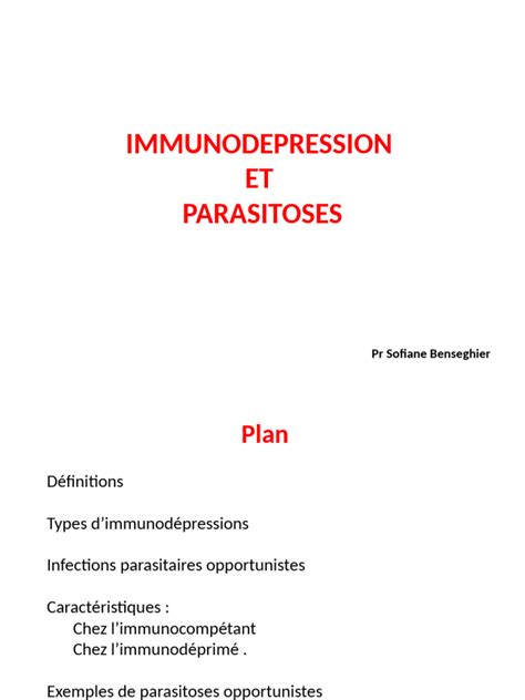 Immunodépression Et Parasitoses Opportunistes Pdf Immunodéficience
