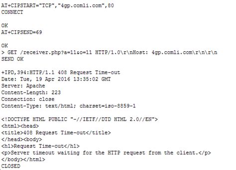 Arduino Uno Esp8266 Sending Get Request And Getting 408 Timeout Error