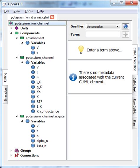 Model Annotation — Opencor Tutorial 0180 Alpha Documentation