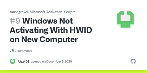 Windows Not Activating With Hwid On New Computer · Issue 9 · Massgravel Microsoft Activation
