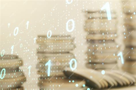 Premium Photo Abstract Virtual Binary Code Sketch On Growing Coins