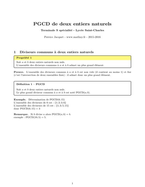 Pgcd De Deux Entiers Naturels