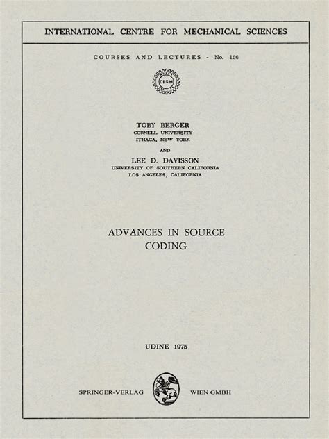 Advances In Source Coding Toby Berger Pdf Computer Science