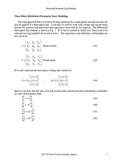 Lecture 10a Notes Three Phase Distributed Parameter Line Modeling