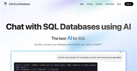 Askyourdatabase Revolutionizing Sql Interaction With Ai Navtoai