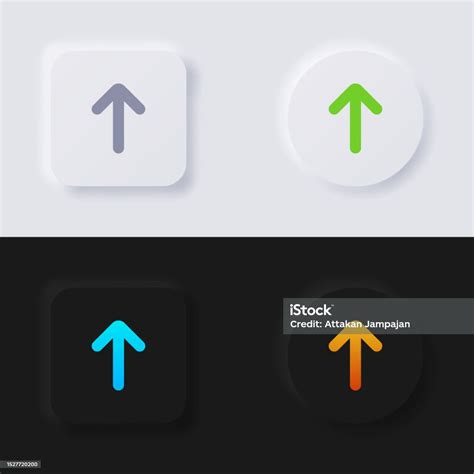 업로드 버튼 아이콘 세트 웹 디자인을 위한 다색 Neumorphism 버튼 소프트 Ui 디자인 애플리케이션 Ui 등 버튼 벡터 3차원 형태에 대한 스톡 벡터 아트 및 기타