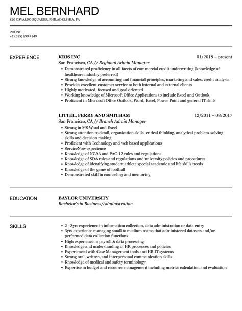Admin Manager Resume Samples Velvet Jobs