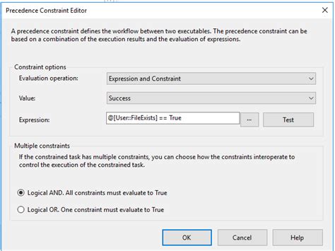 c precedence constraint in ssis package performing not as expected