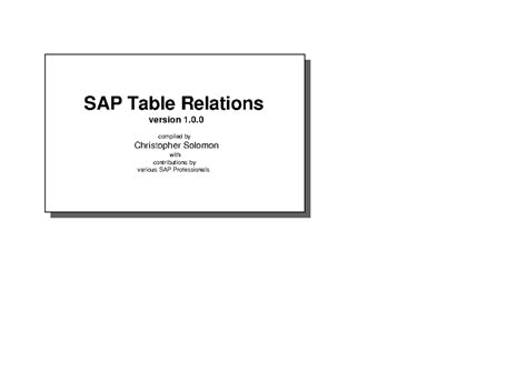Sap Tables Details And Links Sap Table Relations Version 1 Compiled By