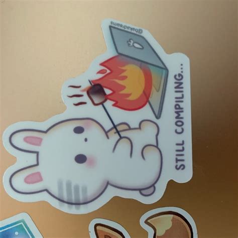 still compiling programmer humor vinyl sticker software developer t