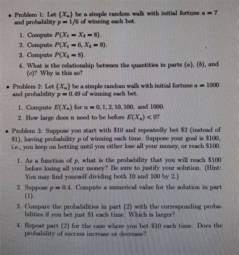 solved problem 1 let [x be a simple random walk with