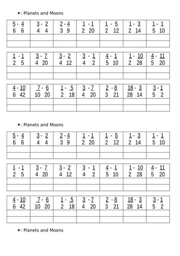 Differentiated Codebreaker Subtracting Fractions Teaching Resources