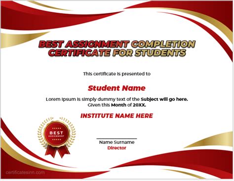 Best Assignment Completion Certificate For Student Edit