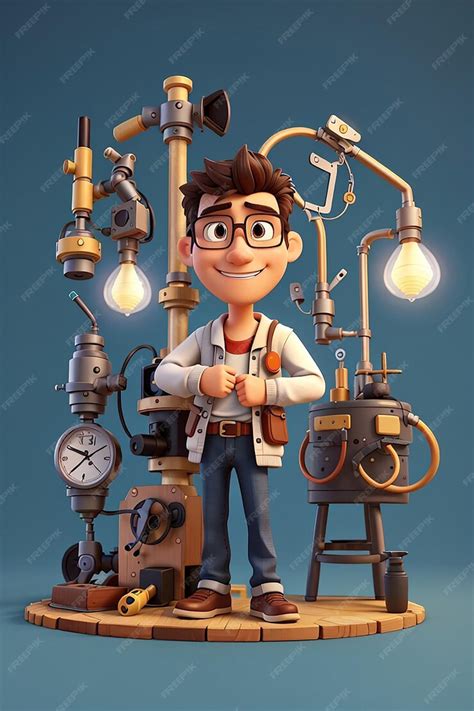 Premium Photo Inventor Cartoon Creative 3d Animation Illustration