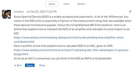 Noise Spectral Density Unit Conversion Q A Precision ADCs EngineerZone