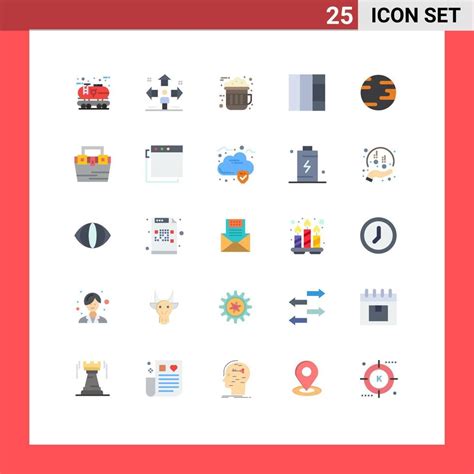 25 User Interface Flat Color Pack Of Modern Signs And Symbols Of Globe Wireframe Man Grid Drink