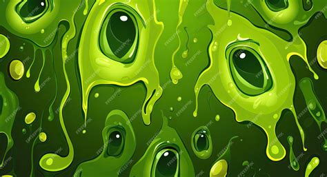 Premium Ai Image Seamless Green Slime Pattern For Halloween Background Oozing Gooey Blob With