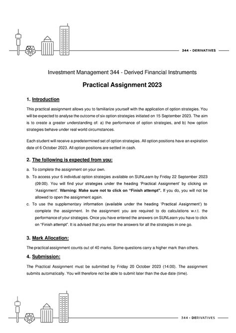 Practical Assignment English Investment Management 344 Derived Financial Instruments