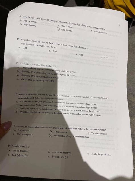 Solved If We Do Not Reject The Null Hypothesis When The Chegg