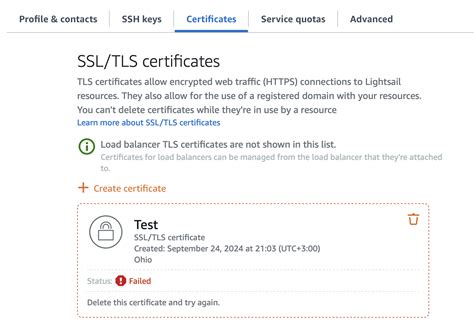 Lightsail Certificates Certificate Validation Always Fails With